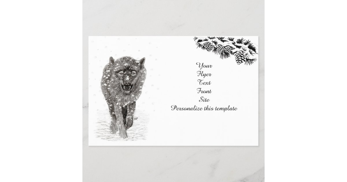 Angry Black Wolf in sneeuw, wilde winter Flyer | Zazzle.be