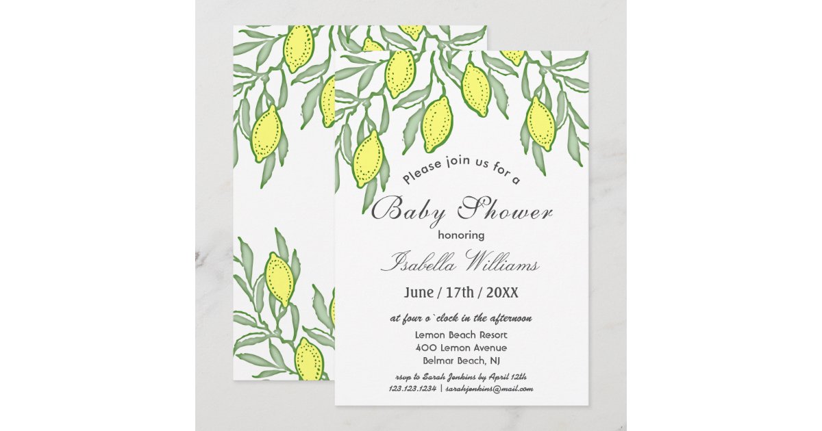 Aquarelle Citron Baby shower d'été Invitation | Zazzle.be