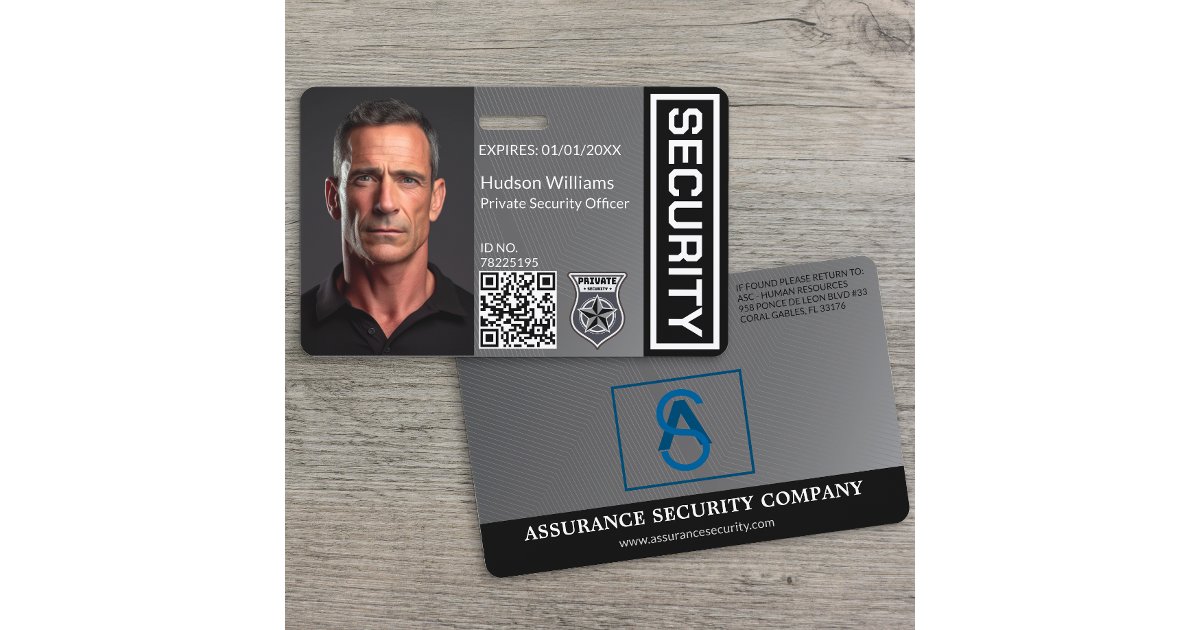 Badge d'ID photo de la garde de sécurité personnal | Zazzle.be