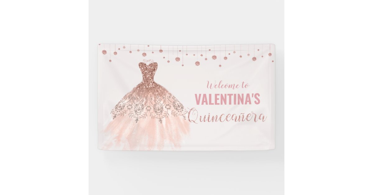 Banderoles Robe d'or rose Quinceañera 15e anniversaire Contex | Zazzle.be