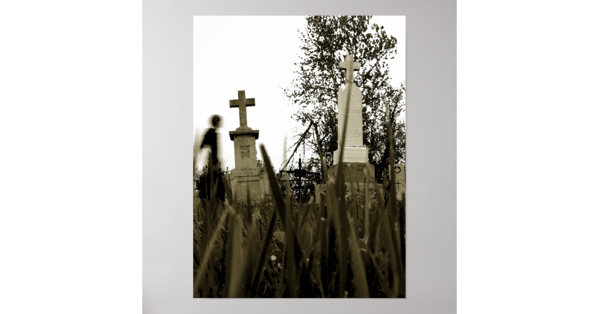 begraafplaats Gothic Tombstone Sepia Angel Poster | Zazzle.be