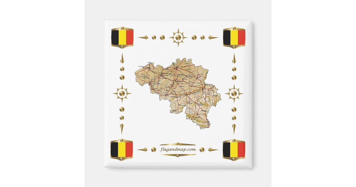 België Kaart + Vlaggen Magnet Magneet | Zazzle.be