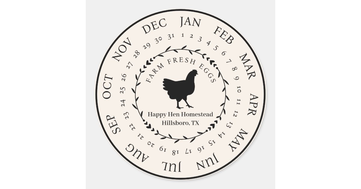 Boerderij Verse Eiendoos Datum Ronde Sticker | Zazzle.be