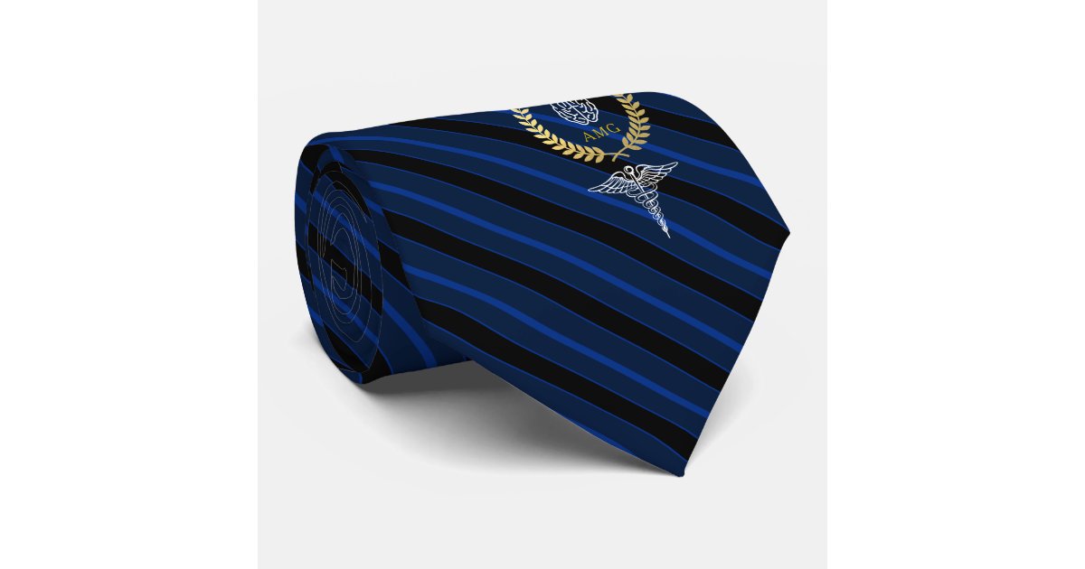 Brain Mental Health Professional Monogram Blauw Stropdas | Zazzle.be