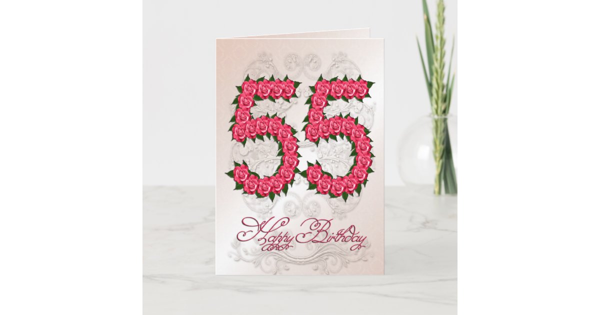 Carte 55th birthday card with roses and leaves | Zazzle.be