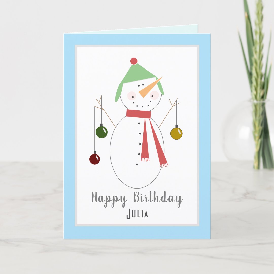 Carte d'Anniversaire de Noël du Chou Snowman | Zazzle.be