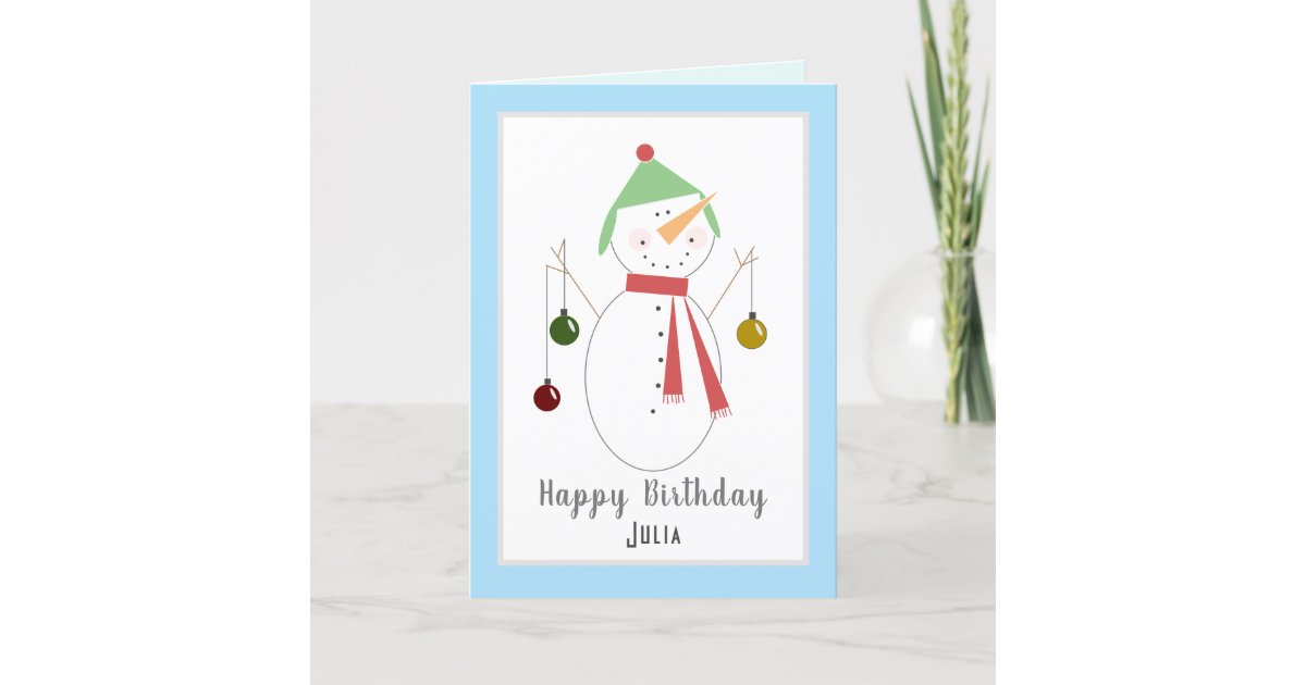 Carte d'Anniversaire de Noël du Chou Snowman | Zazzle.be