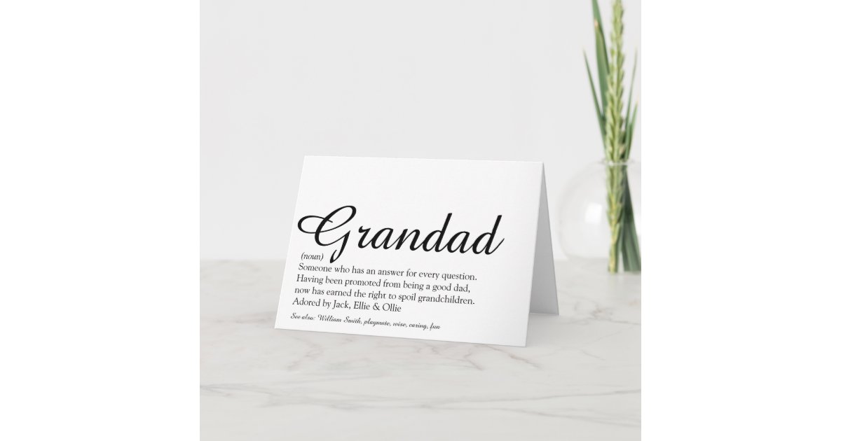 Carte Meilleur Grand-Père du Monde, Définition de Papy, | Zazzle.be
