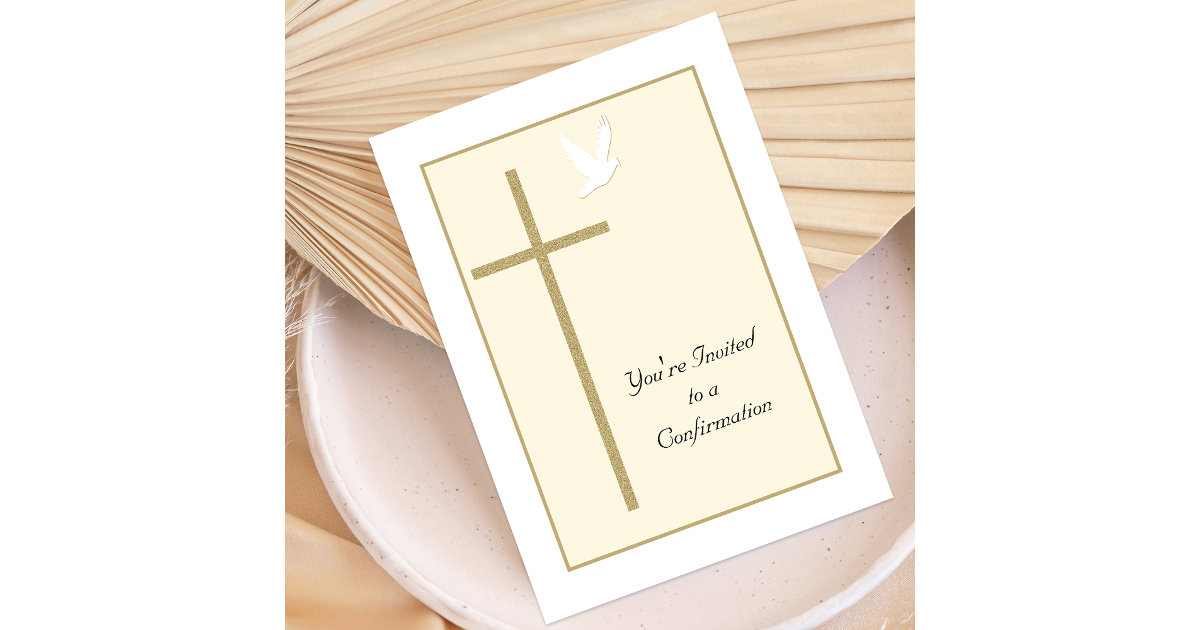 Confirmation Invitation Croix et colombe | Zazzle.be