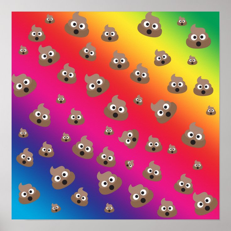 Cute Rainbow Poop Emoji Pattern Poster | Zazzle.be
