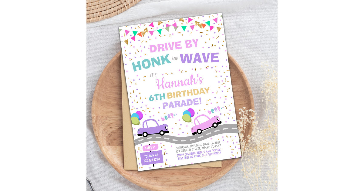 Drive By Birthday Invitation, Drive by Invitation | Zazzle.be