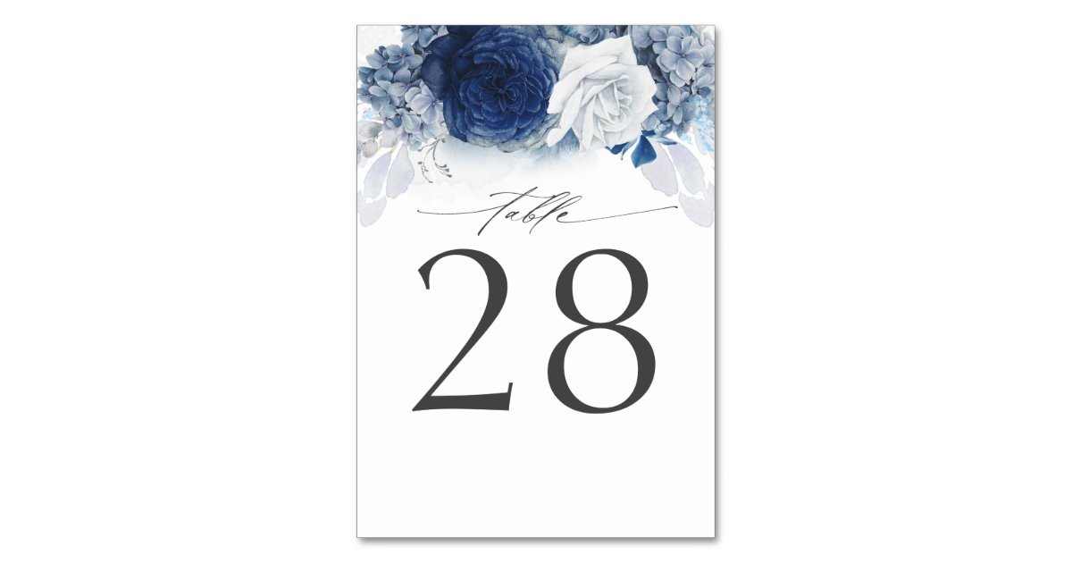 Dusty Blue en Navy Blue Trouwtafel Nummer Kaart | Zazzle.be