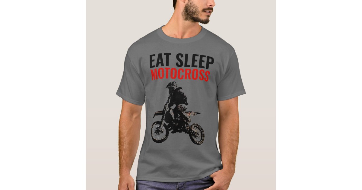Eet Slaap Motorcross Motorfiets Sport Pop Kunst T-shirt | Zazzle.be