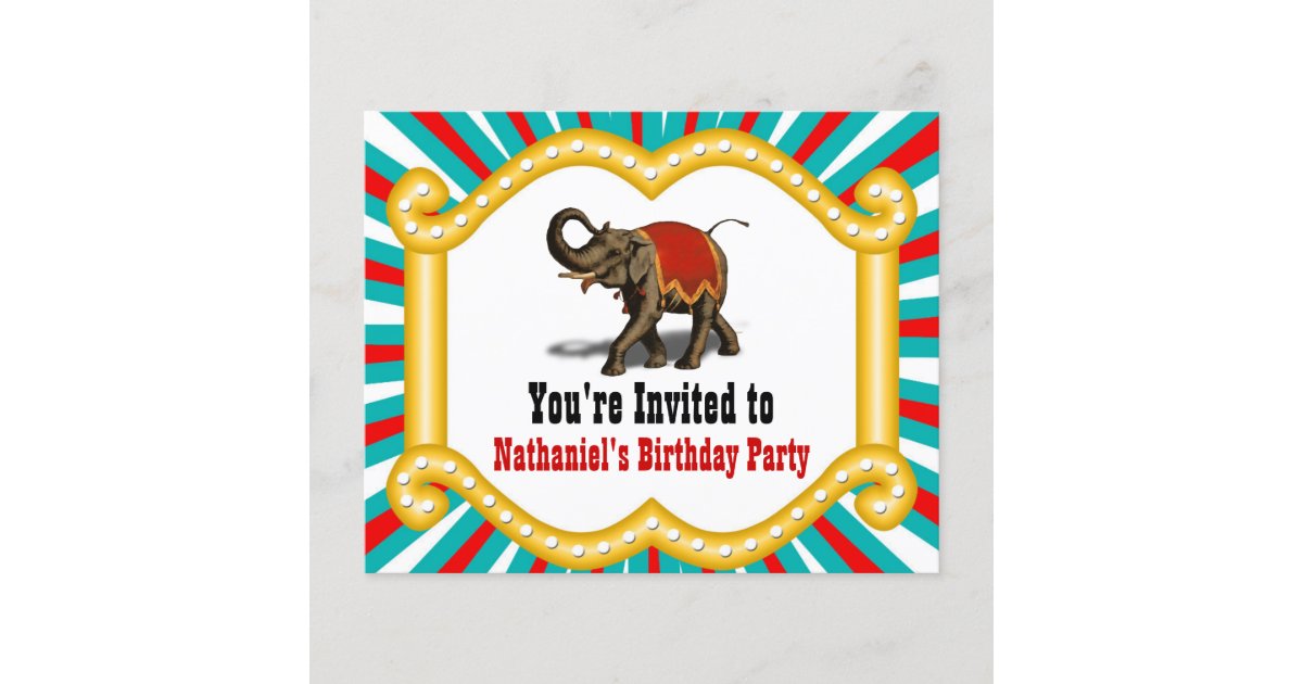 Elephant Circus Kids Birthday Party Invitation | Zazzle.be