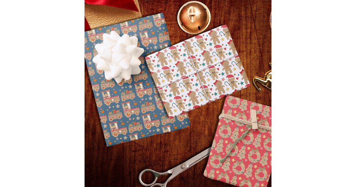 Feuille De Papier Cadeau Cute pain d'épices Noël Festif Motifs | Zazzle.be