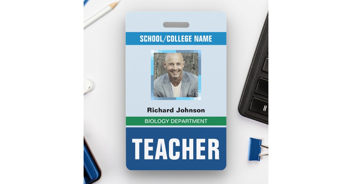 Gepersonaliseerd Naam en Foto | Docent-ID-Kaart Badge | Zazzle.be