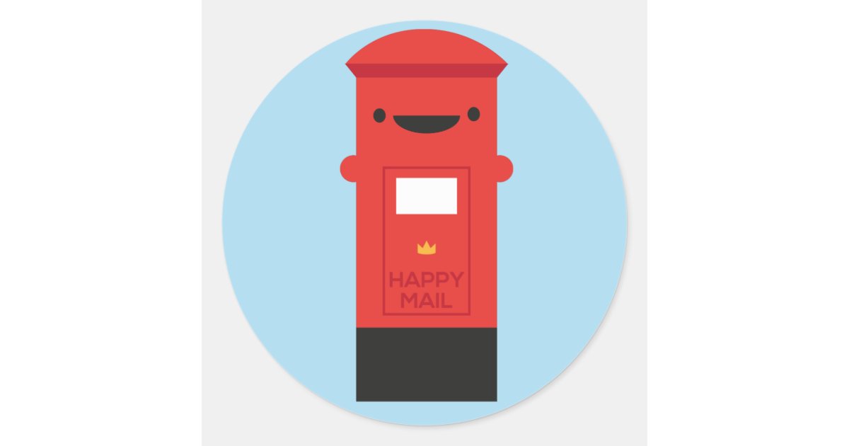 Happy Mail - Kawaii Postbus Ronde Sticker | Zazzle.be