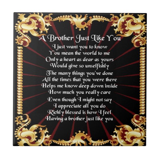 Het Gedicht van de broer - Zwart ontwerp Tegeltje | Zazzle.be