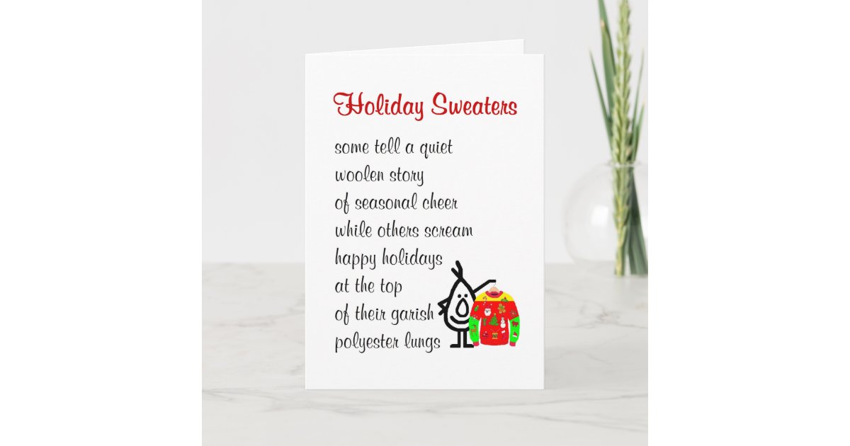 Holiday Sweaters - een grappig kerstgedicht Feestdagen Kaart | Zazzle.be