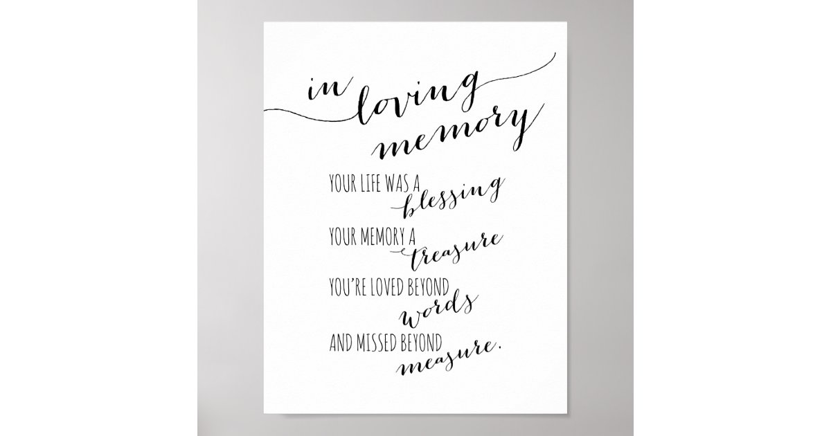 In liefhebbende herinnering, begrafenis, zwart poster | Zazzle.be