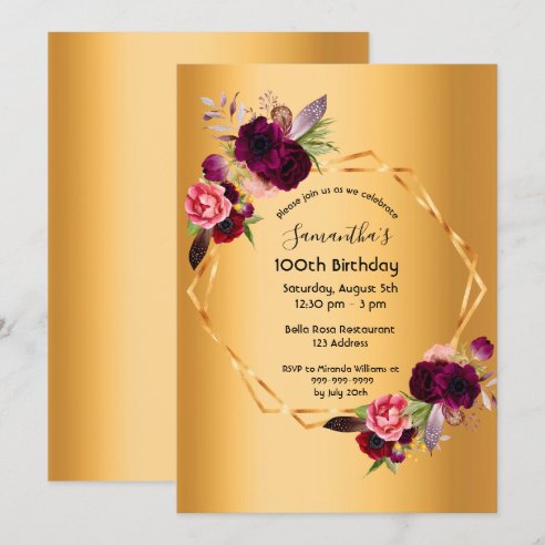 Invitations, Faire-part & Cartes Anniversaire 100 Ans | Zazzle.be
