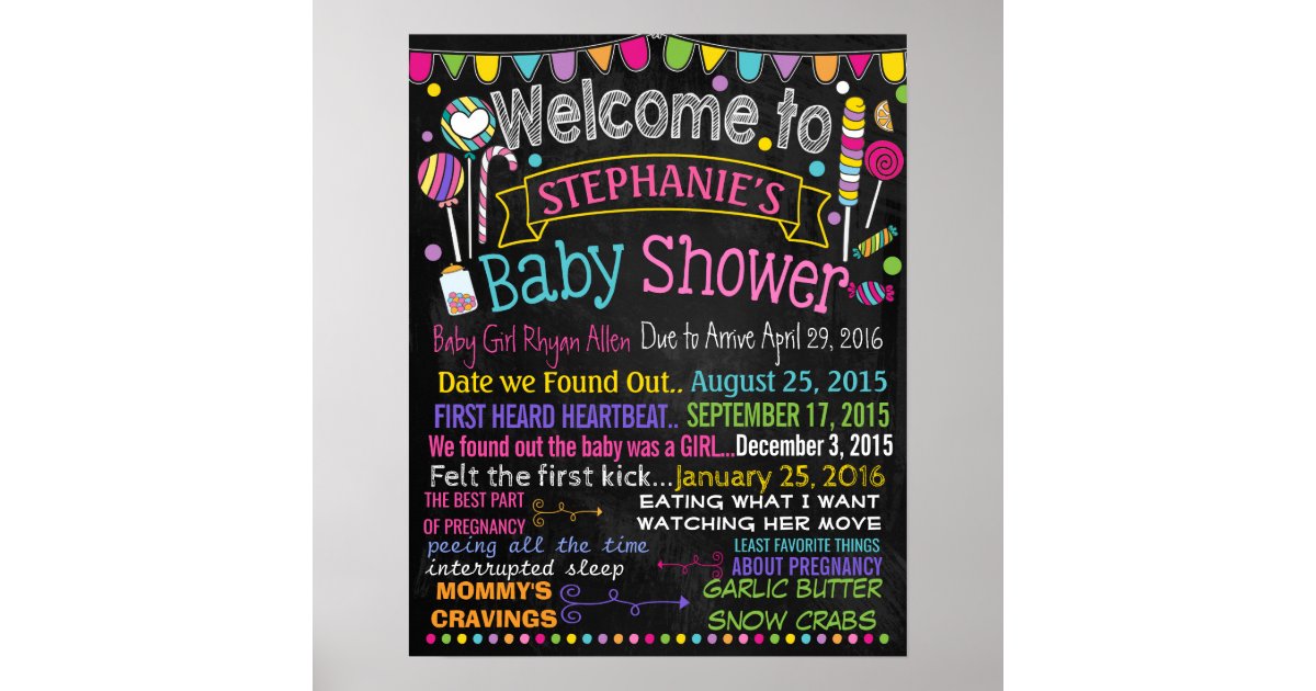 Kandyland-Baby shower-bordbord Poster | Zazzle.be