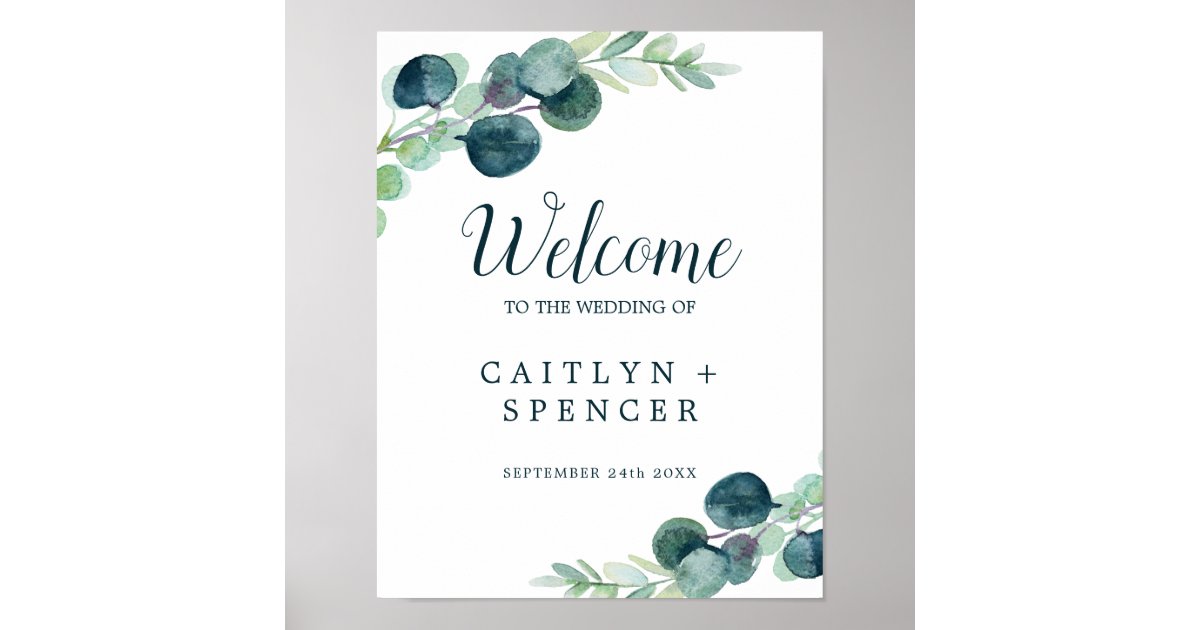 Lush Greenery & Eucalyptus Welcome Wedding Poster | Zazzle.be
