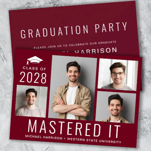 Masters Degree Foto Burgundy Graduparty Kaart | Zazzle.be