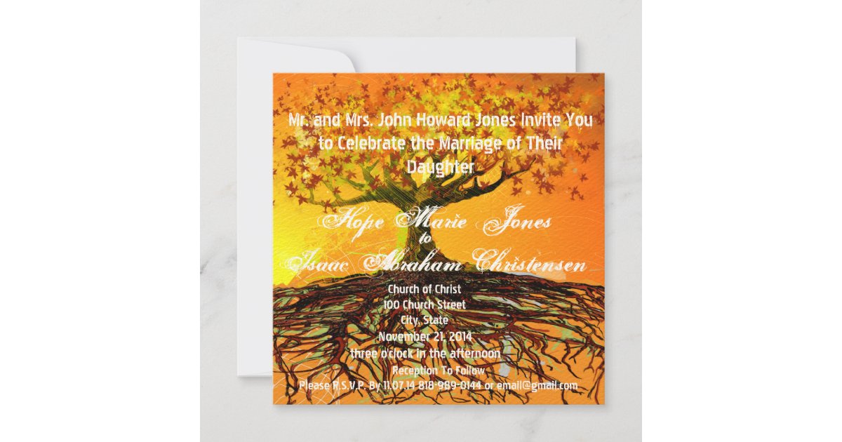 Monogram Roots of Love Square Wedding Invitation Kaart | Zazzle.be