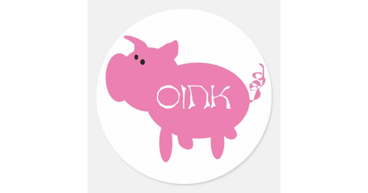 Oink Pink Pig Ronde Sticker | Zazzle.be