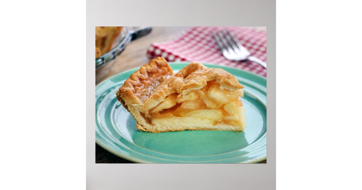 Plak van verse gebakken appeltaart op bord poster | Zazzle.be