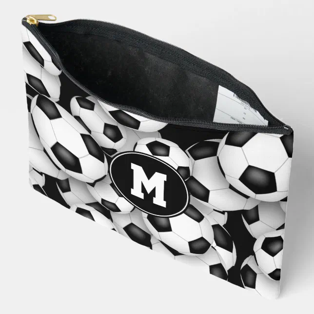 Pochette À Accessoires Motif de boules de football monogramme | Zazzle.be
