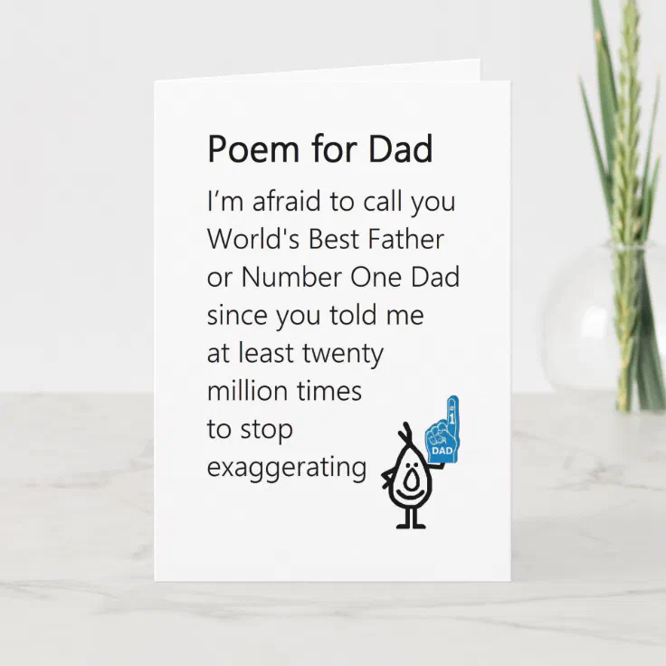 Poem voor papa - een grappig Vaderdag gedicht Kaart | Zazzle.be