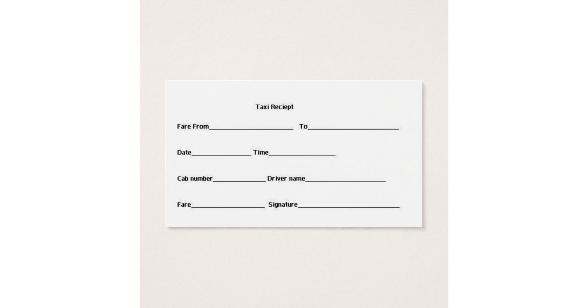 Reçu de taxi cartes de visite | Zazzle