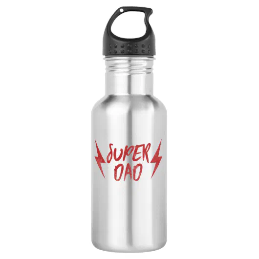 Red Super Dad Lightning Bolt Rock'n Roll Script Waterfles | Zazzle.be