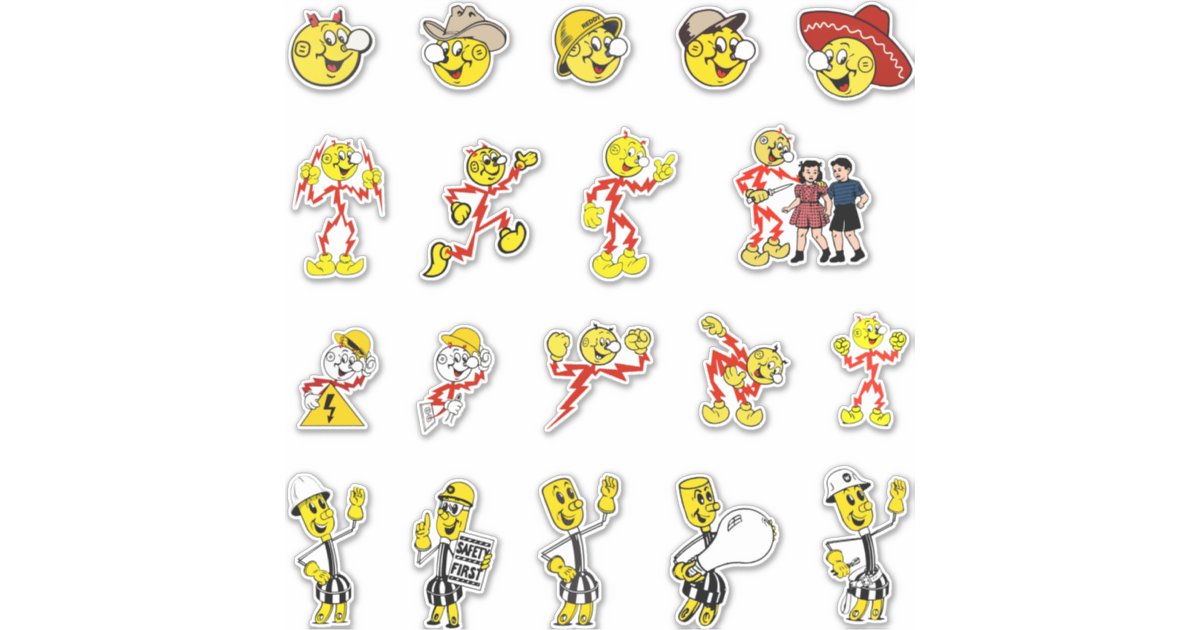 Reddy kilowatt sticker sheet | Zazzle.be