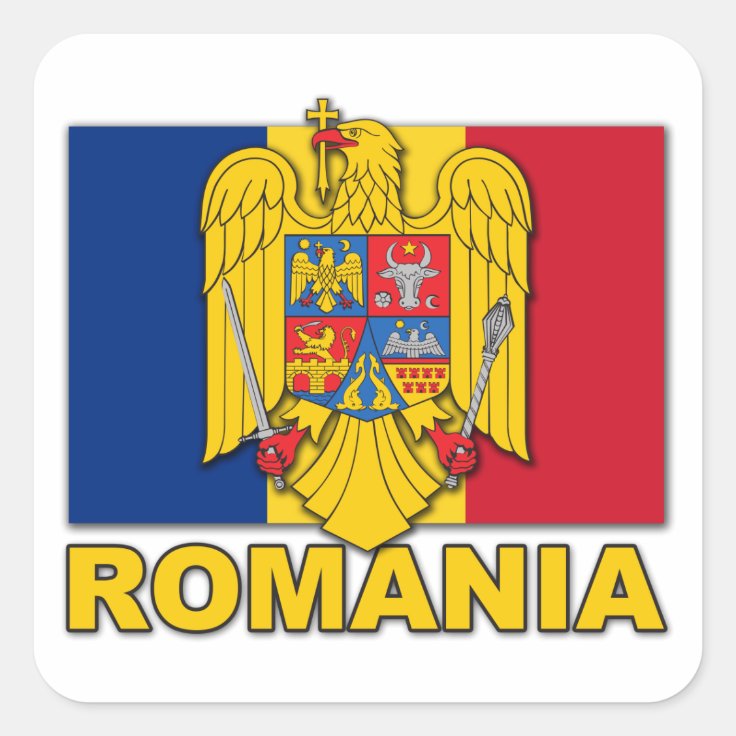 Roemeense wapenschild vierkante sticker | Zazzle.be