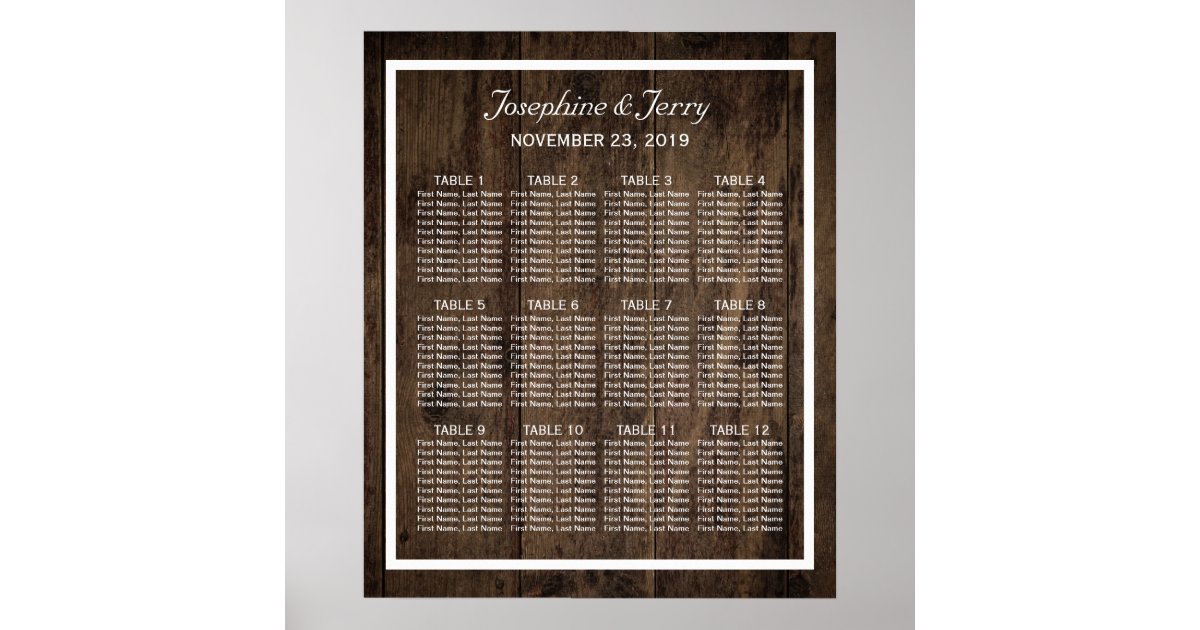 Rustic Wood Country Barn Wedding Seating Chart Poster | Zazzle.be