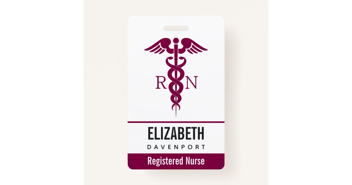 Simple Red Caduceus Registered Nurse RN Symbool Badge | Zazzle.be
