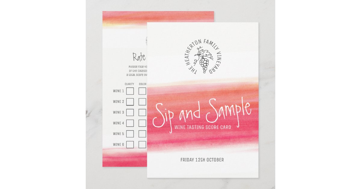 Snip en monster rode wijn proeverij scorecard kaart | Zazzle.be