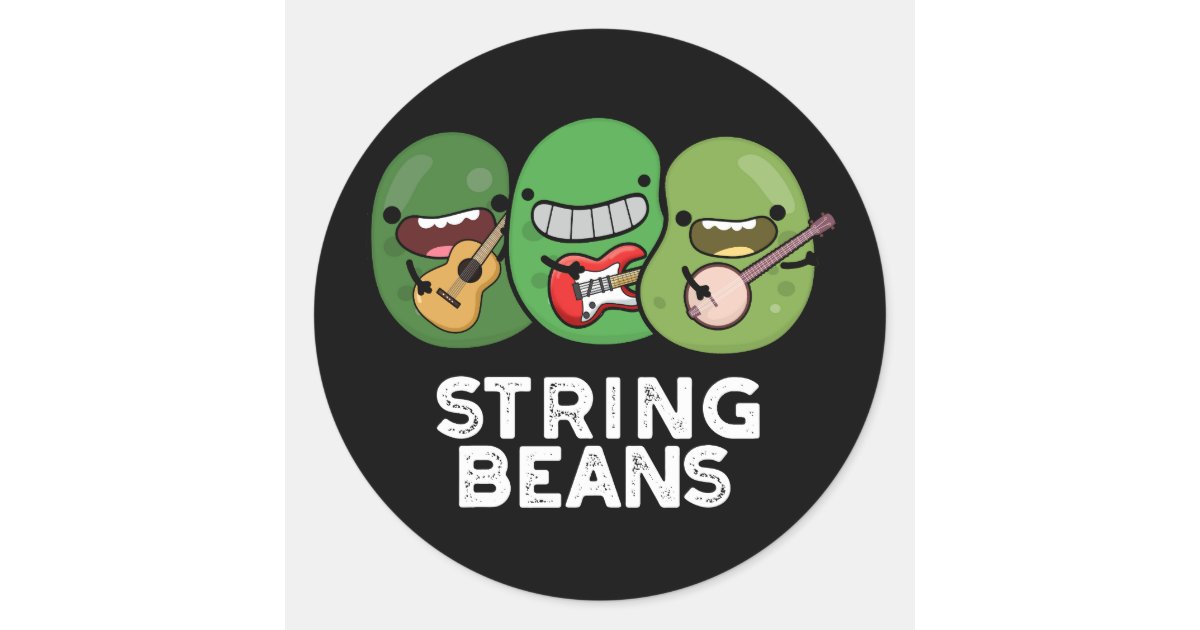 String Beans Grappige Plantaardige Pun Donker BG Ronde Sticker | Zazzle.be