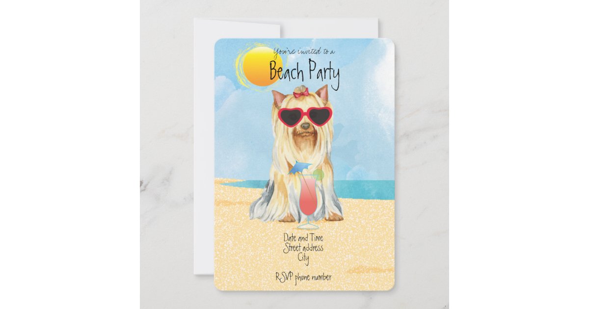 Summer Yorkie Beach Party Invitation | Zazzle.be