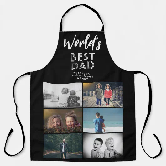 Tablier Meilleur papa personnalisé au monde 6 photo Collag | Zazzle.be