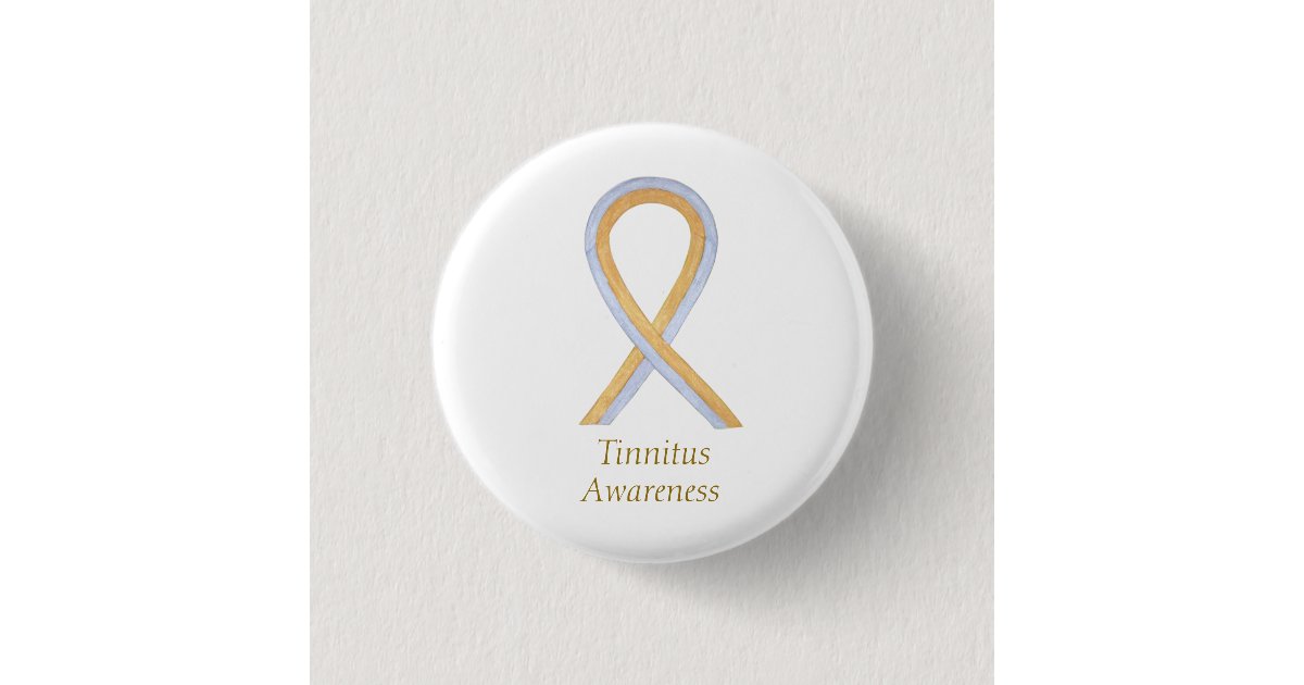 Tinnitus Gold/Silver Awareness Ribbon Custom Pin Ronde Button 3,2 Cm ...