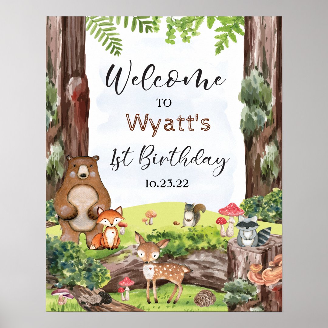 Woodland Animals in Forest Welcome Sign Poster | Zazzle.be
