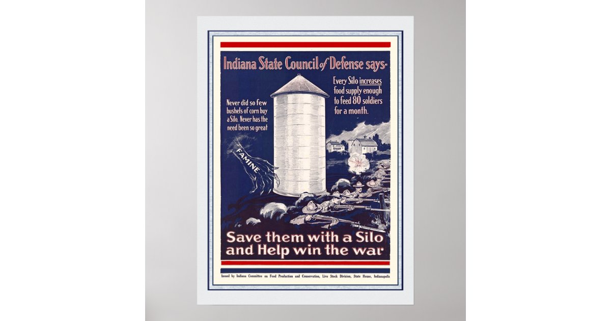 WW1 Indiana Corn Silo Patriotic Farmers Poster | Zazzle.be